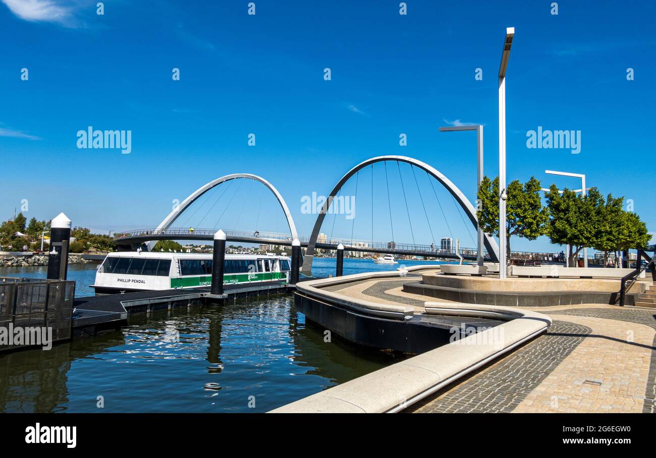Elizabeth Quay Bridge, suspension bridge, Perth Western Australia Stock ...