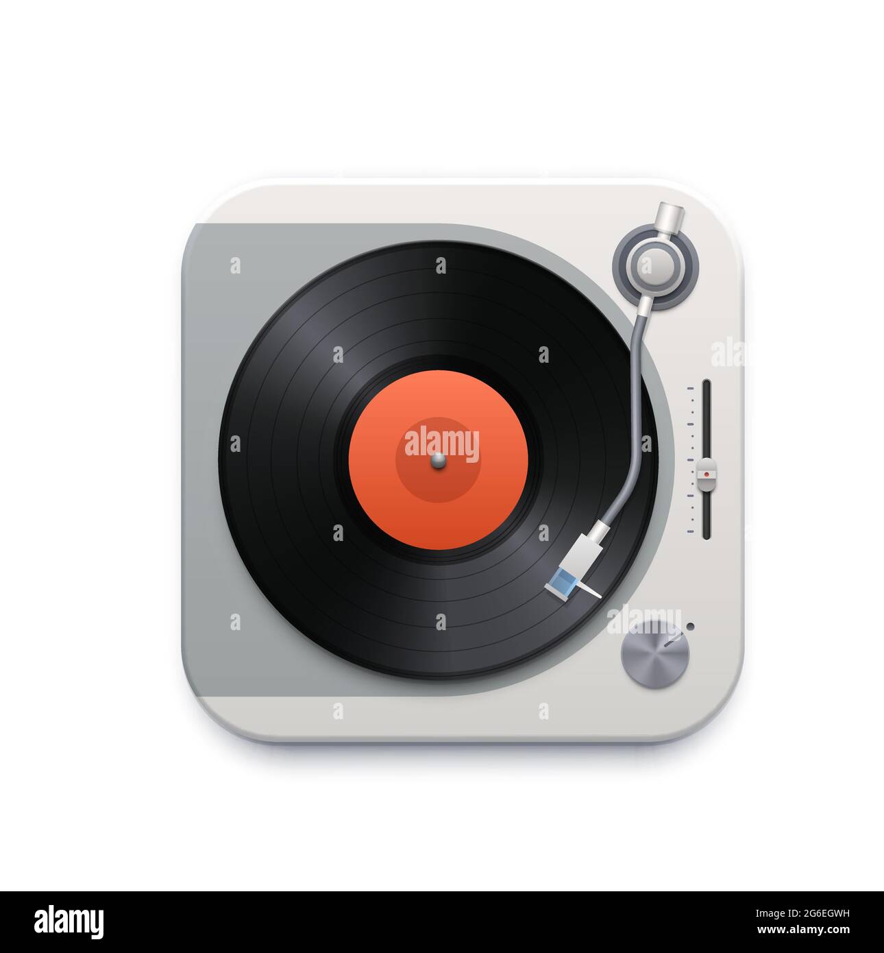 Music vinyl disk player interface icon. Vector retro gramophone with ...