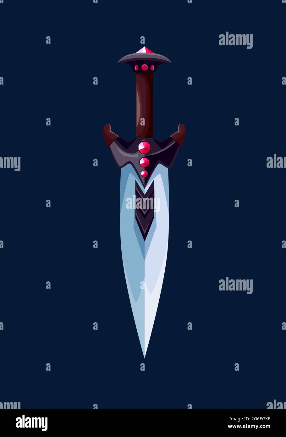 Magical medieval steel dagger blade. Cartoon vector knight magic sword ...