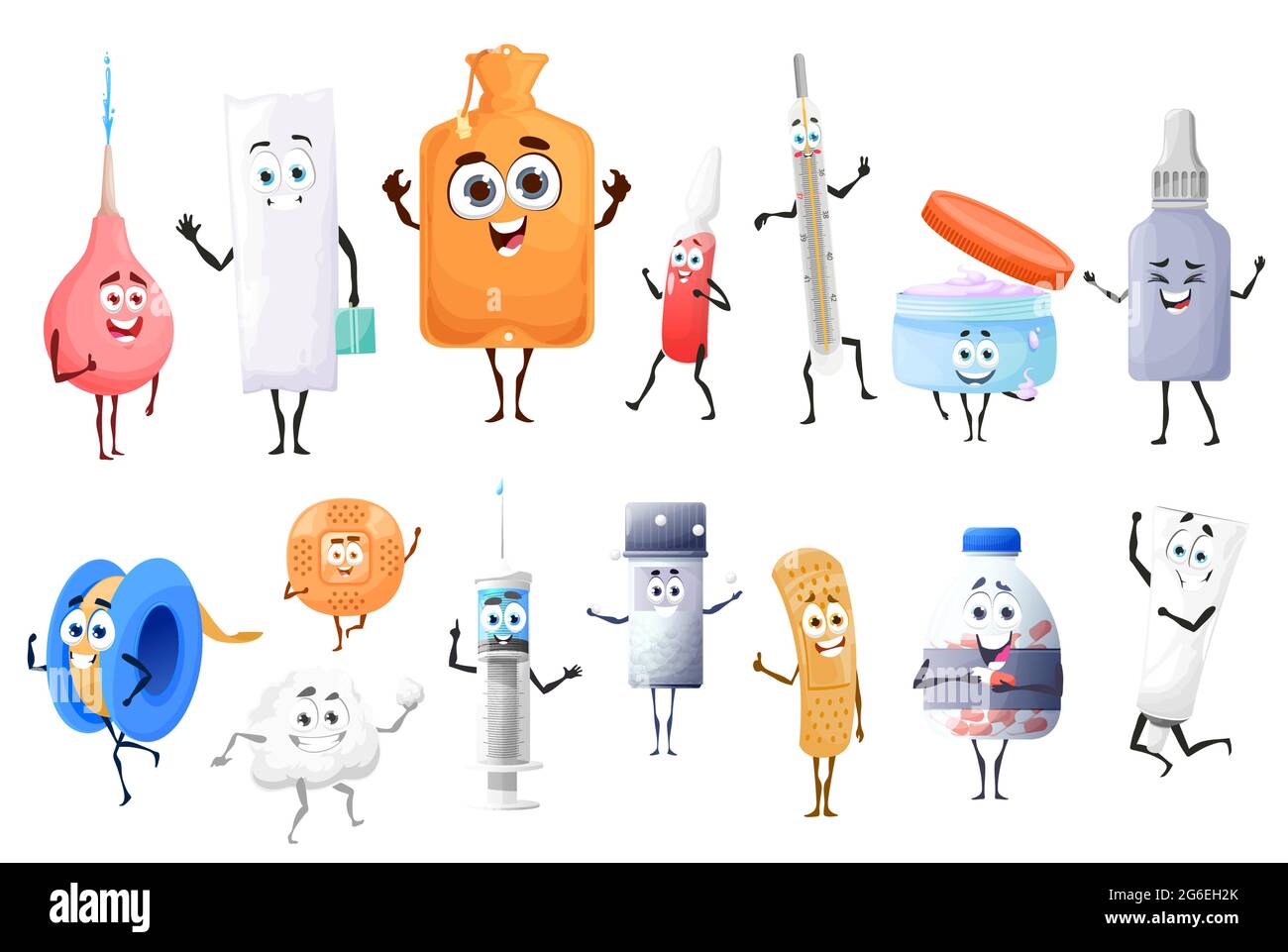 Cartoon pills, drugs and medicament characters. Vector medicine mascots ...