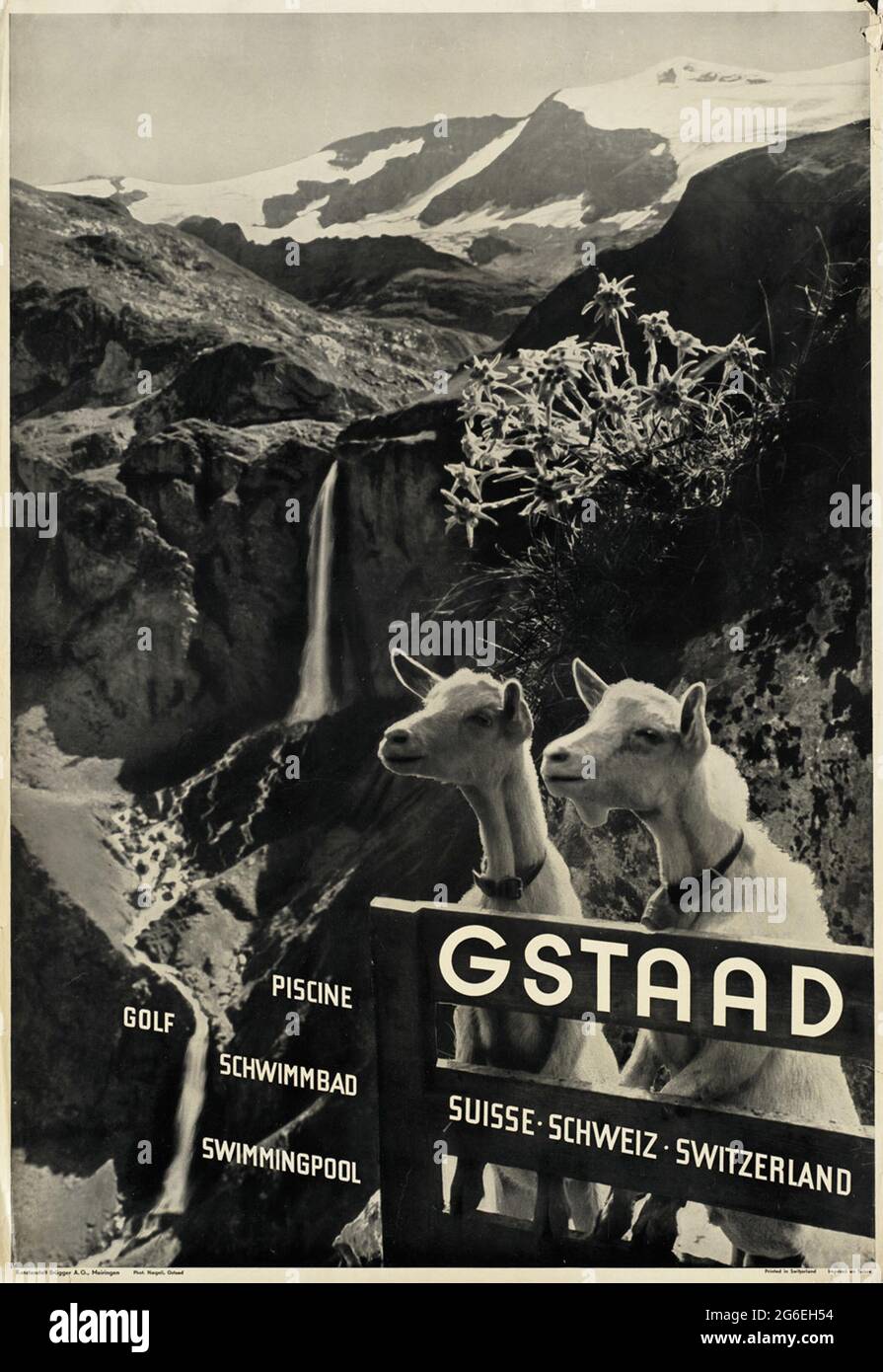 Vintage gstaad switzerland travel poster hi-res stock photography and ...