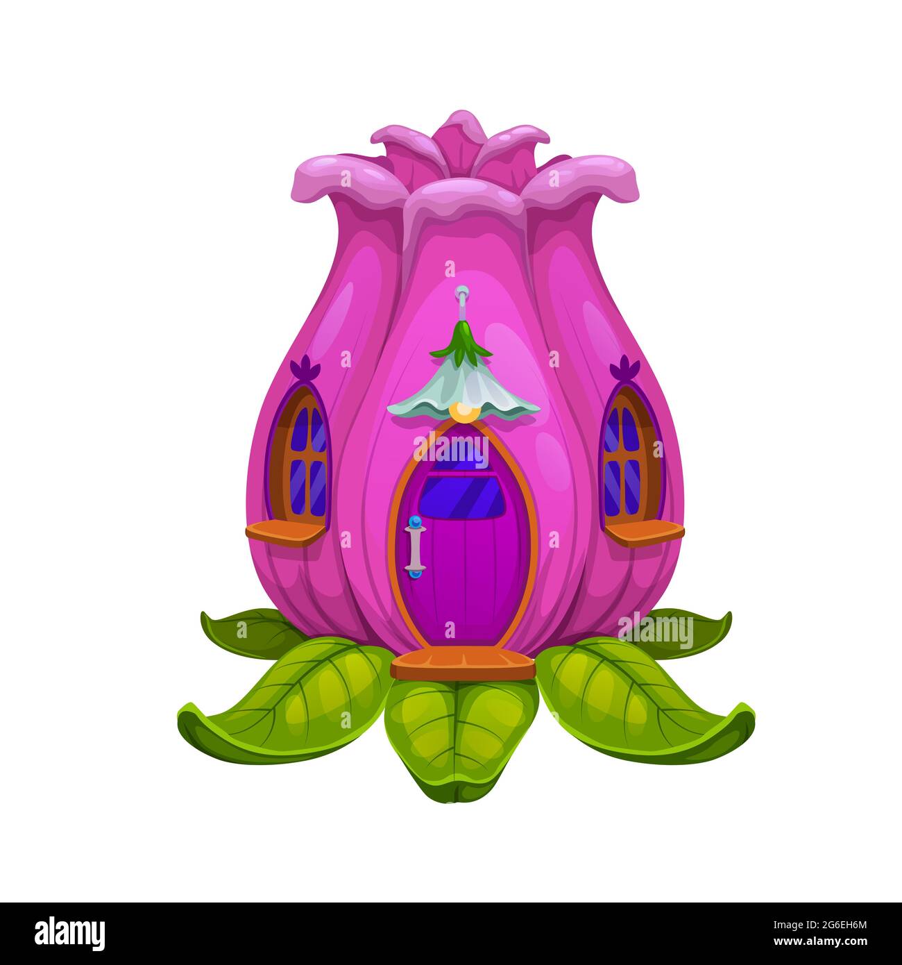 Fairy flower bud house or dwelling of elf enchantress, vector gnome ...