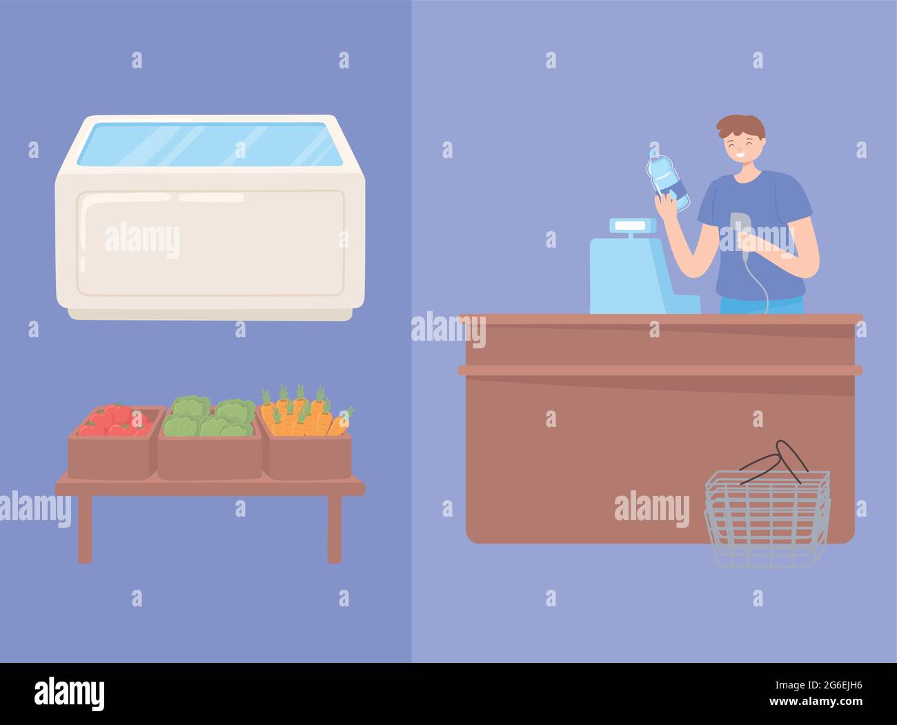 grocery seller and counter Stock Vector Image & Art - Alamy