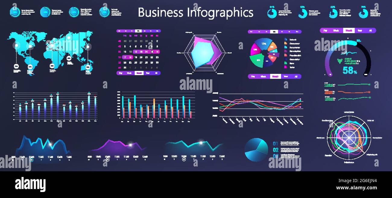 Workflow graphics, charts and diagrams. Dark gradient infographic for ...