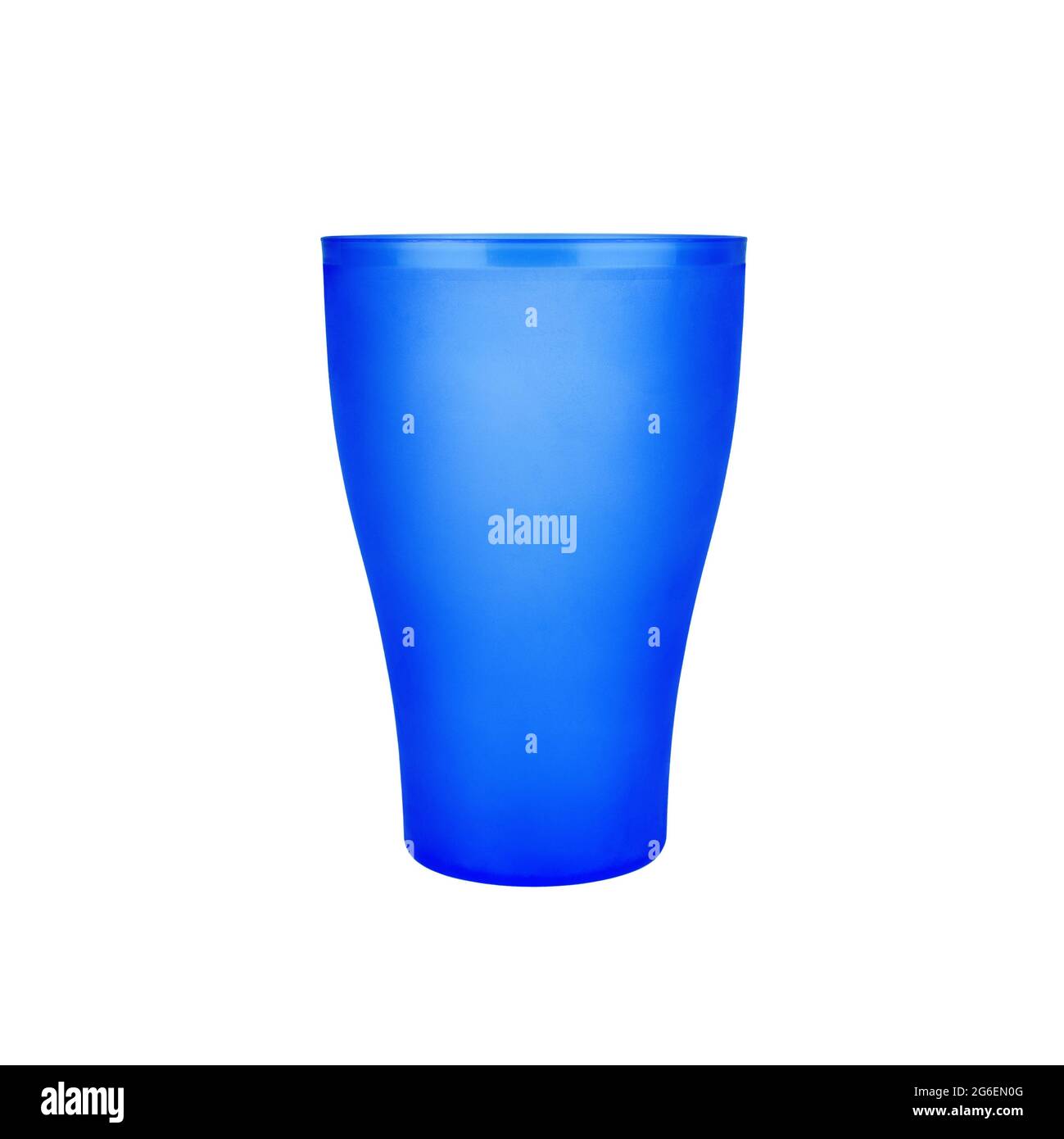Blue empty plastic cup white background isolated closeup, disposable ...