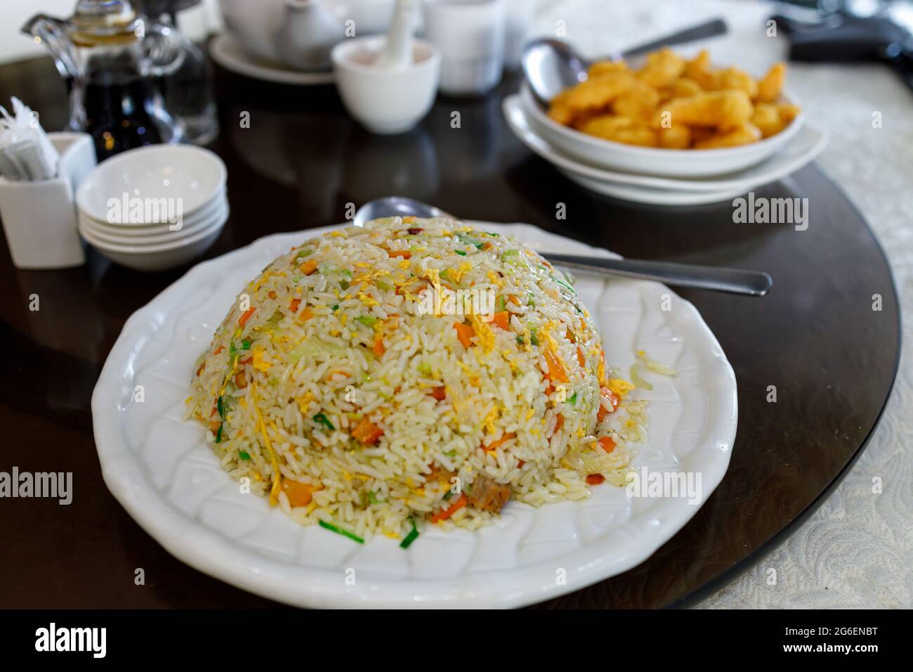 Chinese style egg fried rice on the Table Stock Photo - Alamy