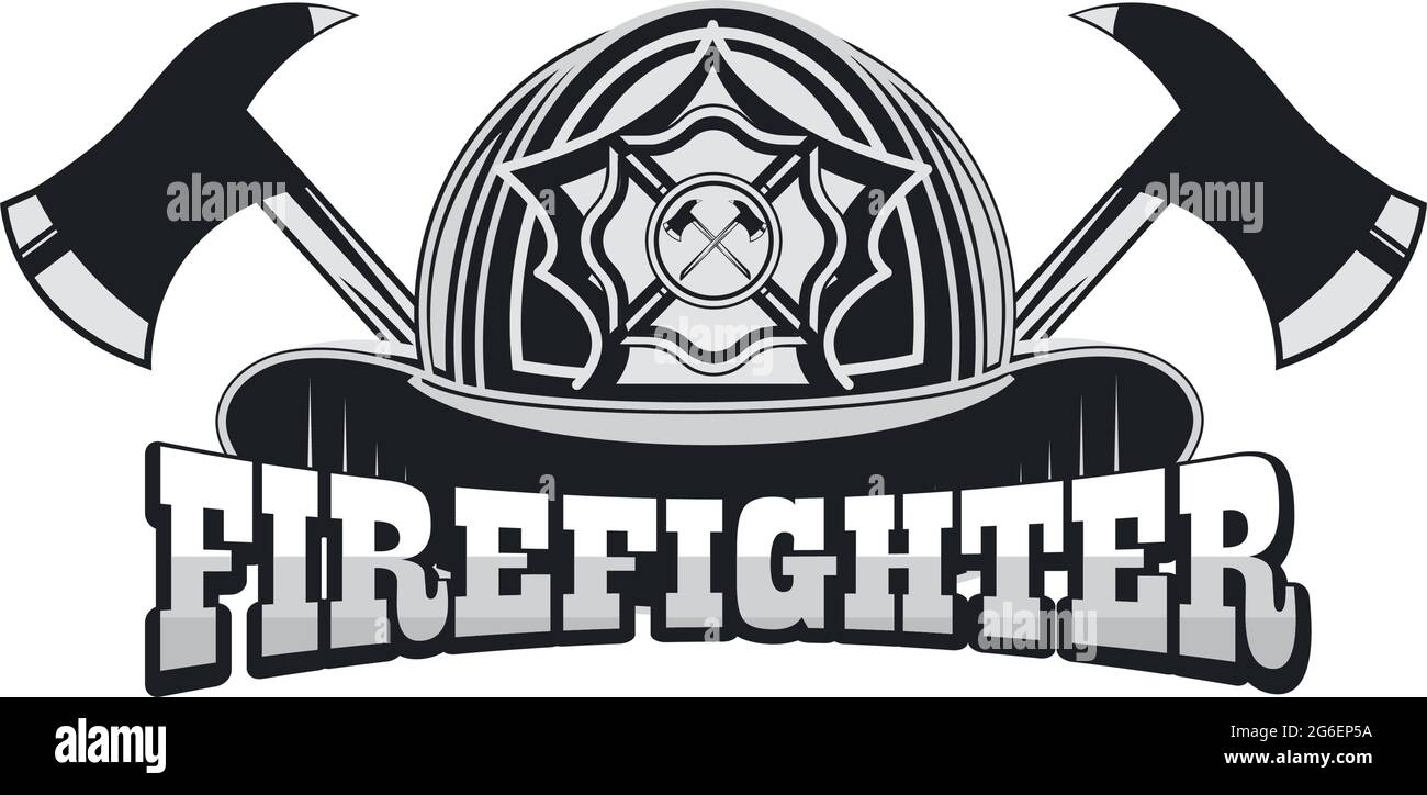 Firefighter helmet axes illustration Stock Vector Images - Alamy