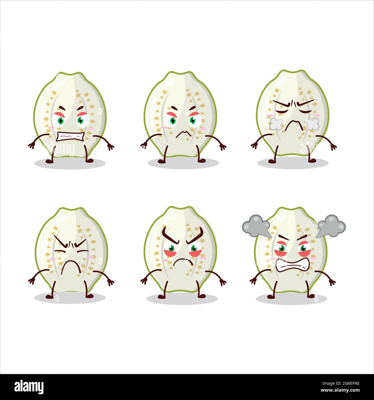 Slash of guava fruit cartoon character with various angry expressions ...