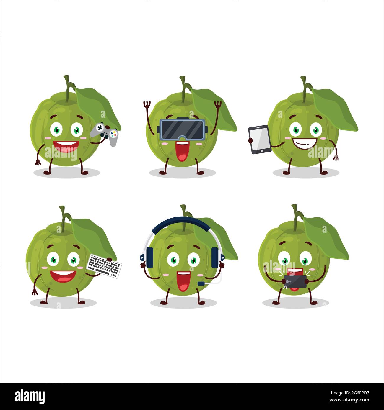 Guava fruit cartoon character are playing games with various cute ...
