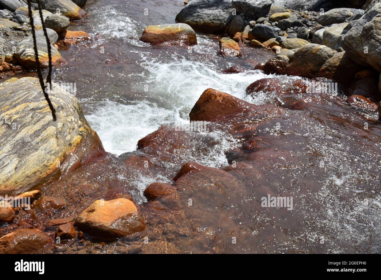 Ariel view of Himalayan Wild Mountain River and Huge Boulders Stock ...