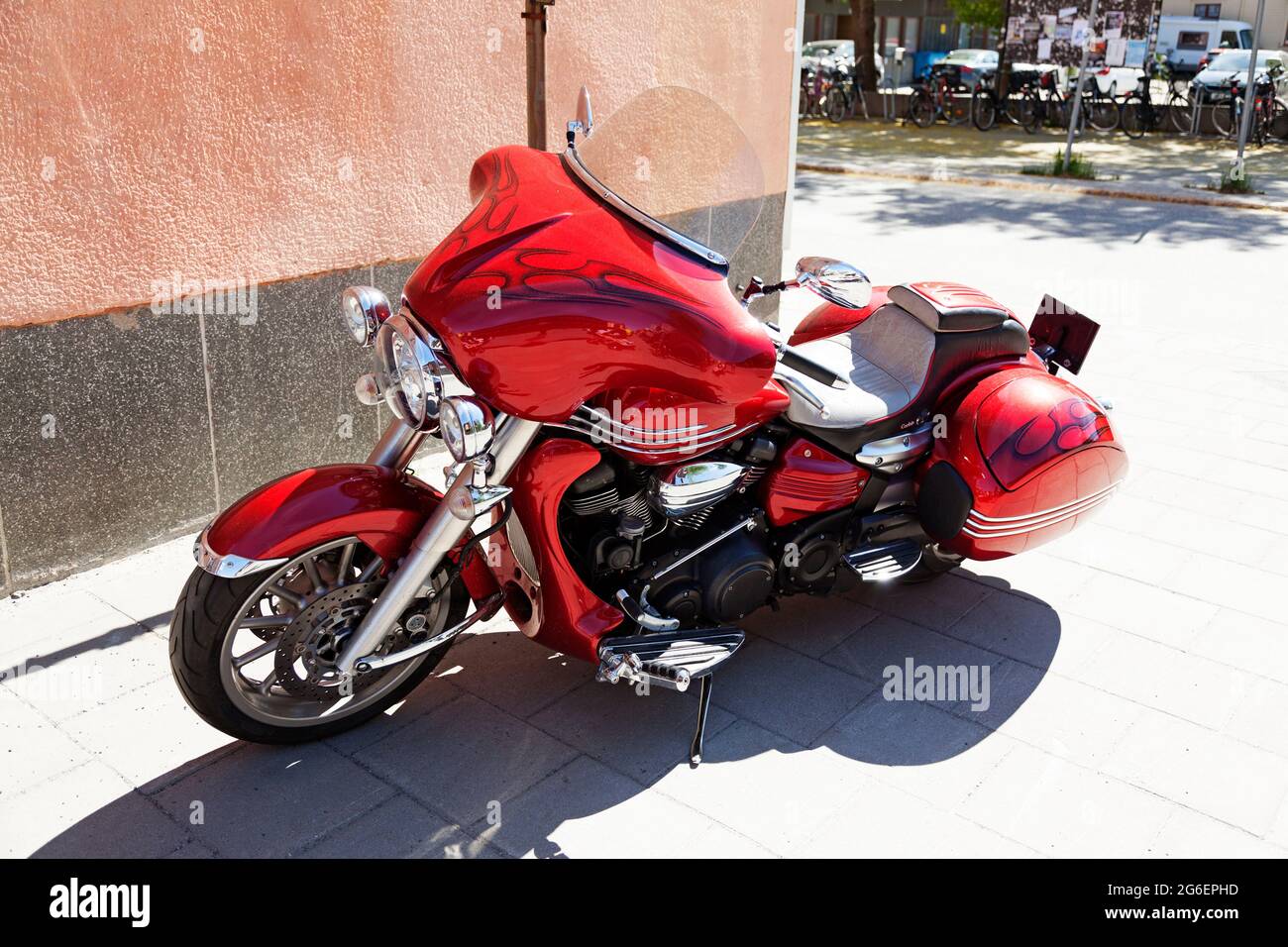 Umea, Norrland Sweden - June 5, 2021: a beautiful red motorcycle parked ...