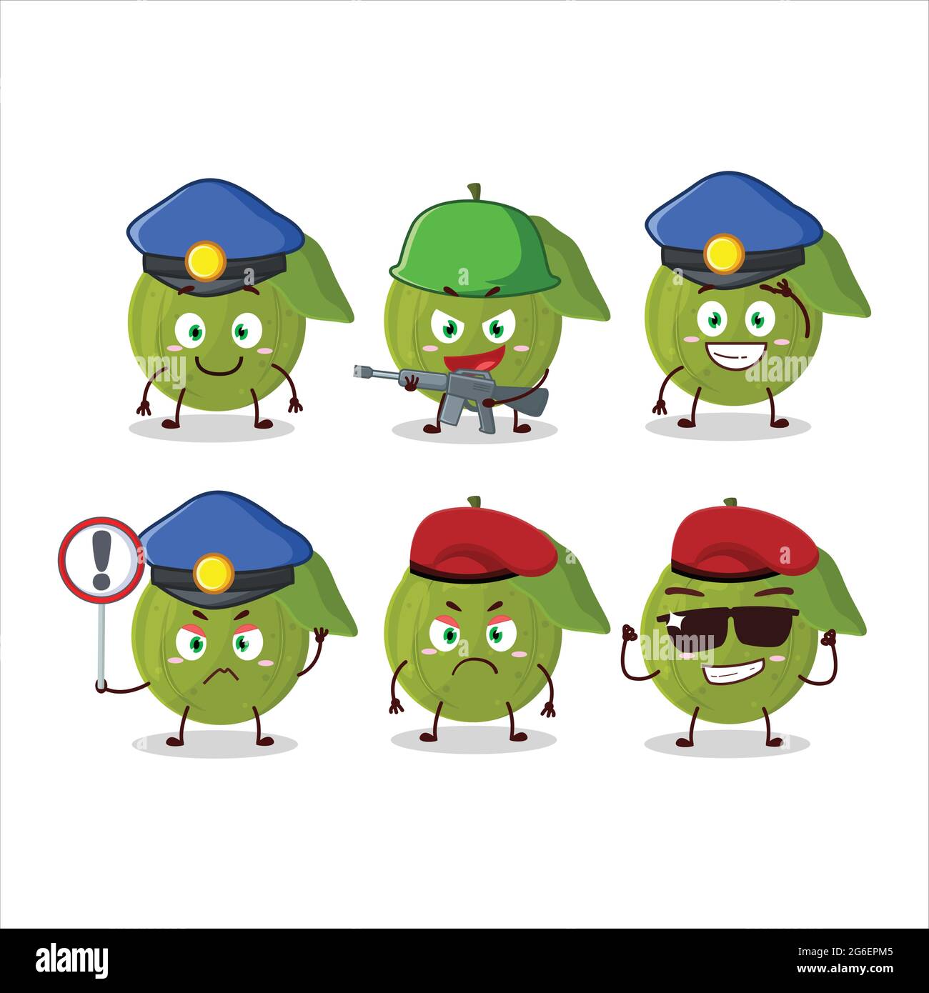 A dedicated Police officer of guava fruit mascot design style. Vector ...