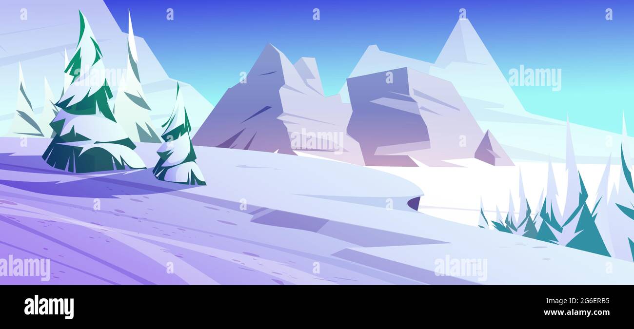 Mountain landscape under snow Stock Vector Images - Alamy