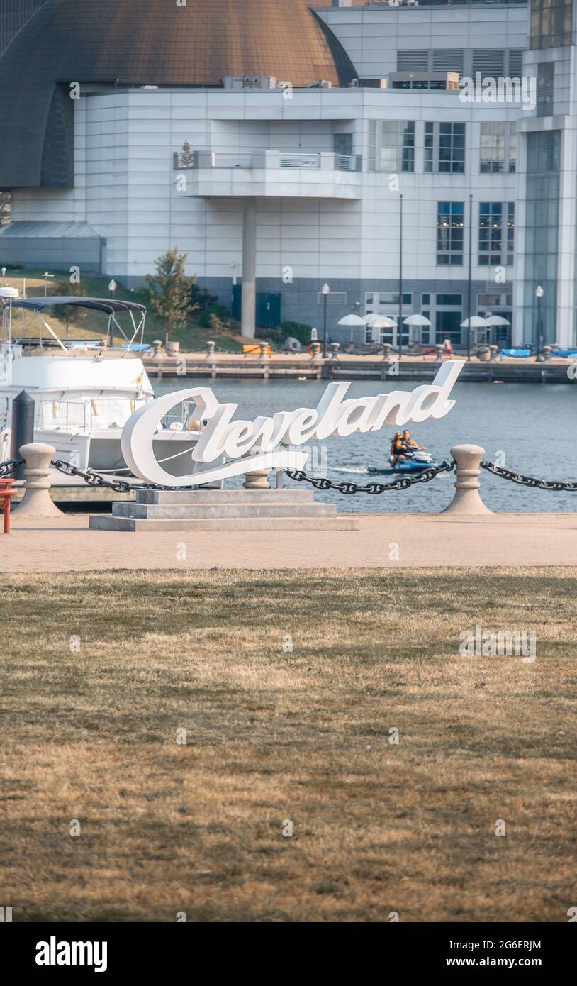 Cleveland Script Sign Stock Photo - Alamy