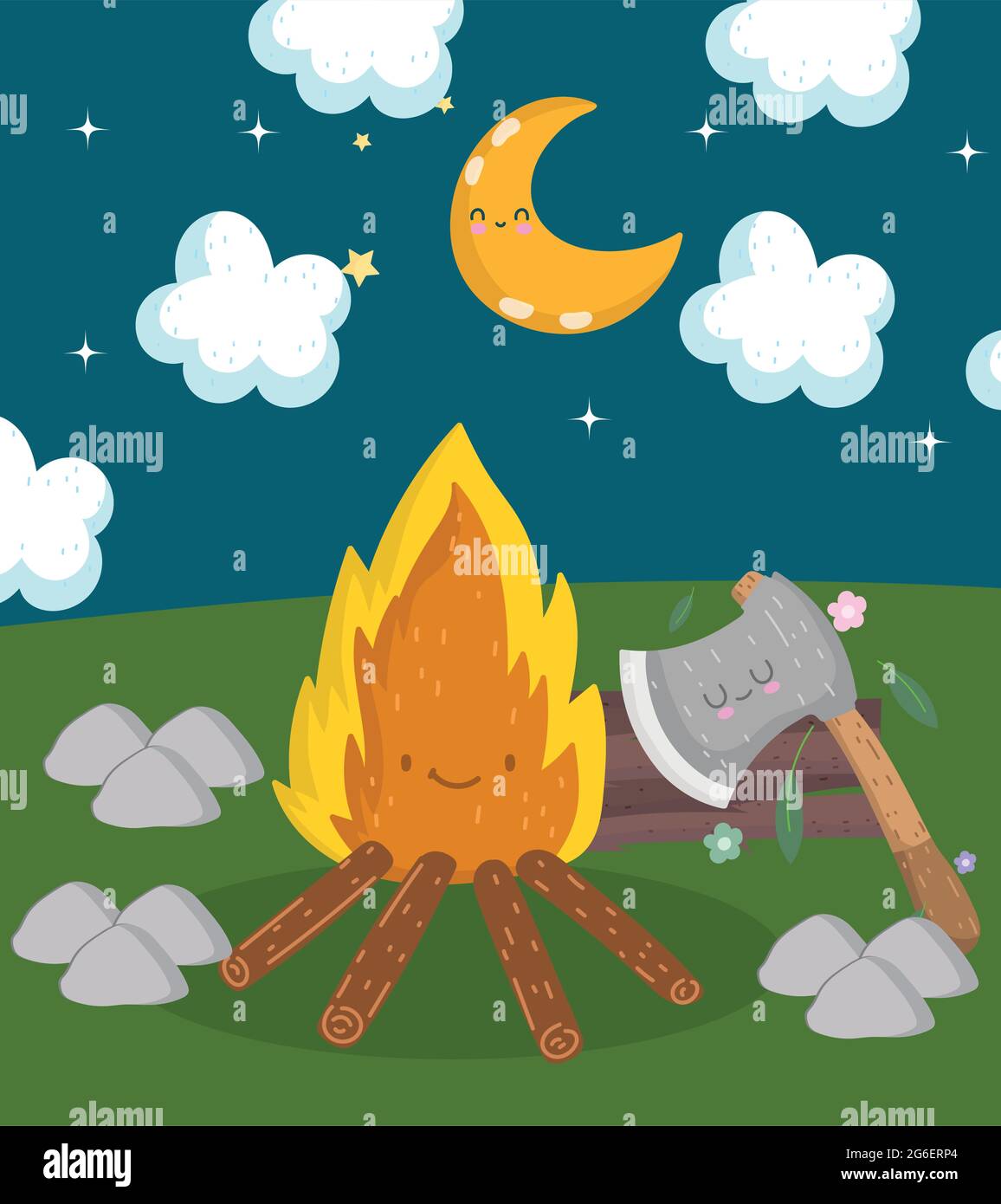 cute campfire axe Stock Vector Image & Art - Alamy