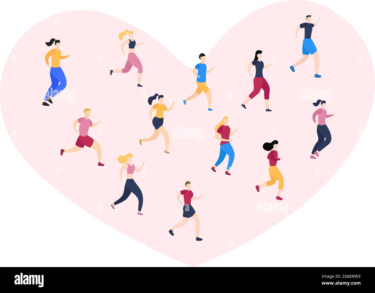 Jogging or Running Sports Background Illustration Men and Women for ...