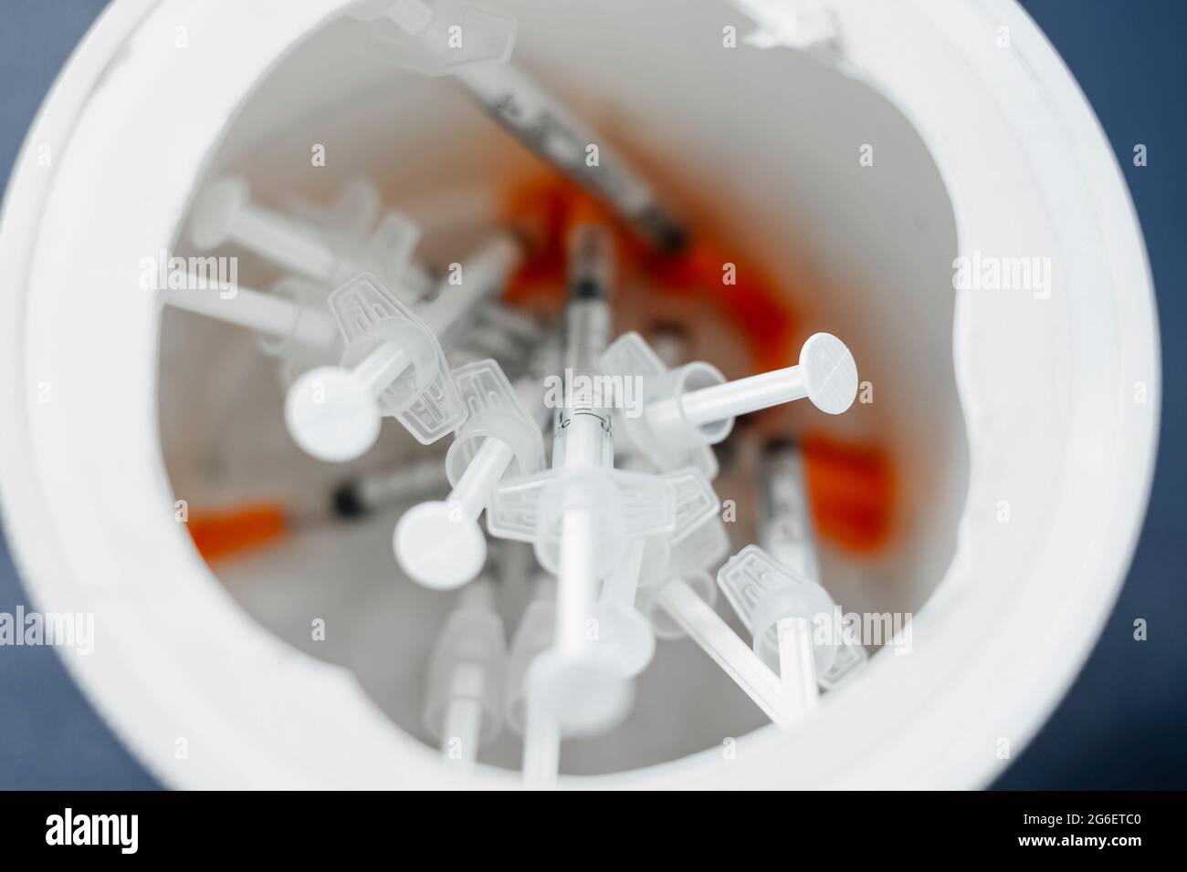 Top view of medical syringes . close up . Medical background Stock ...