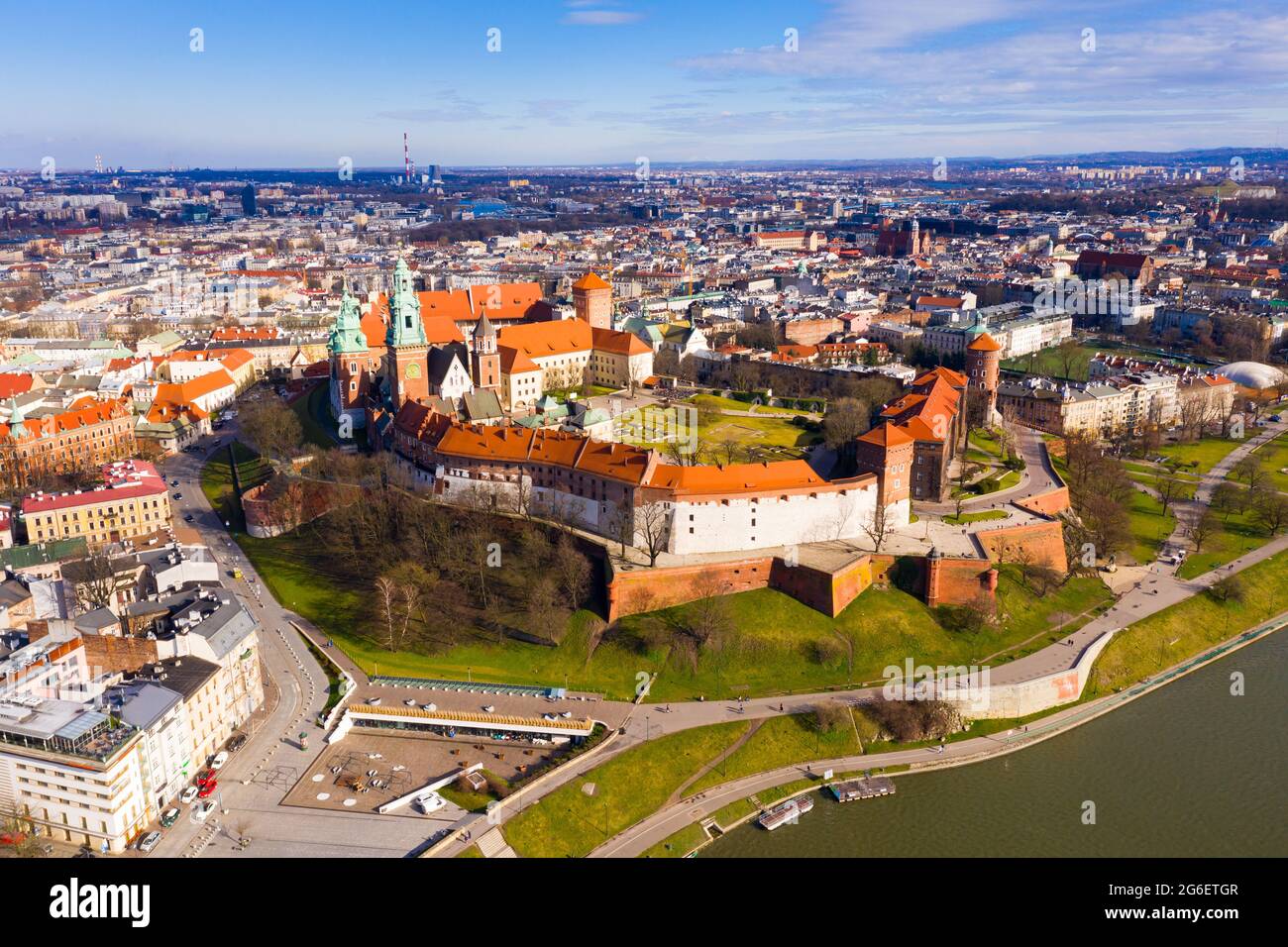 Aerial view on the medieval castle Wawel. Wawel city Stock Photo - Alamy
