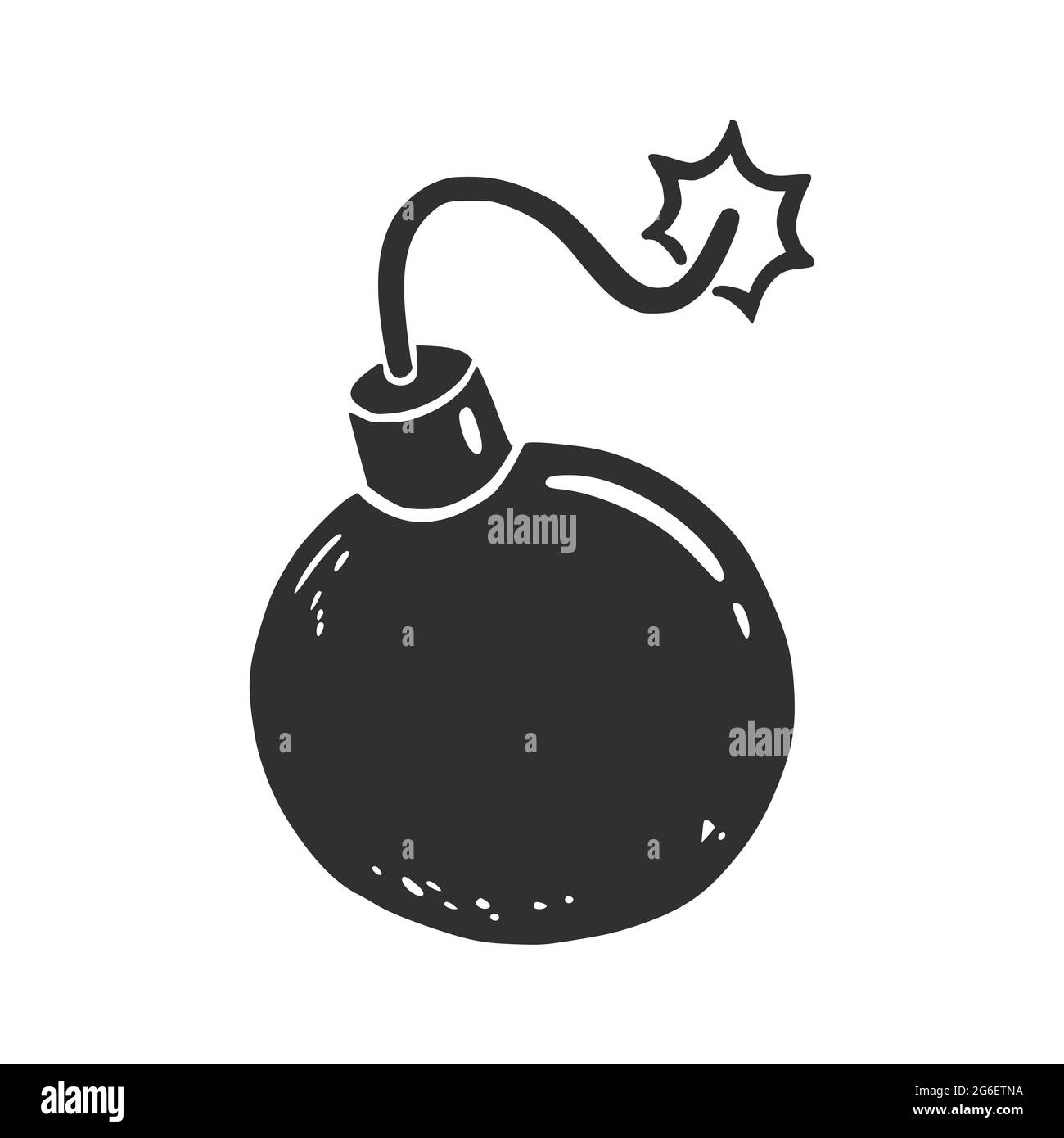 Hand drawn bomb with fire element. Comic doodle sketch style. Bomb for ...