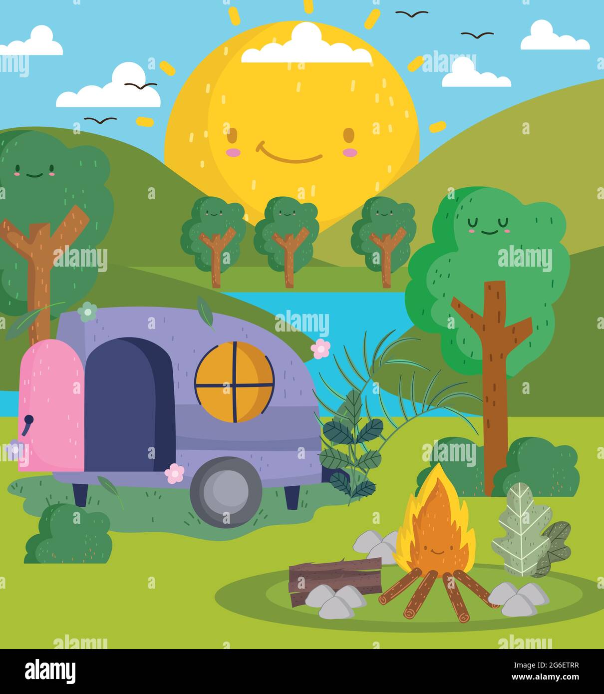 cute camping camp Stock Vector Image & Art - Alamy