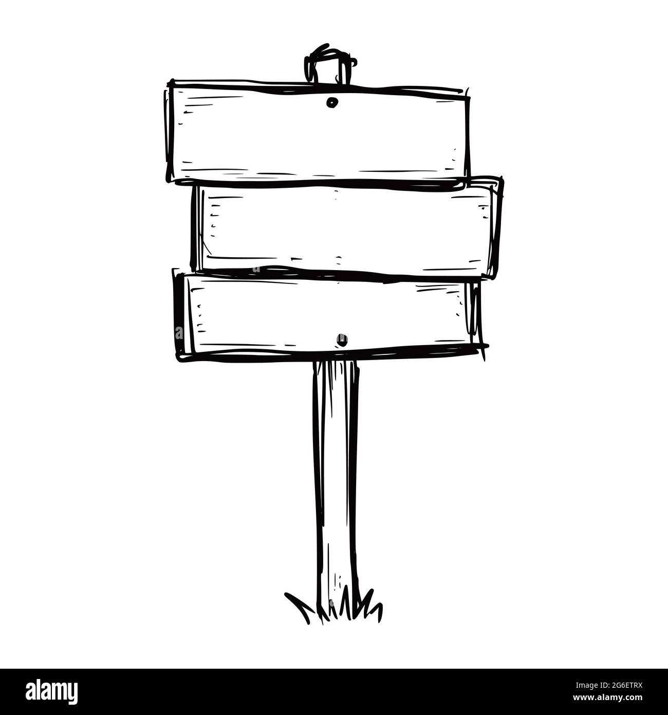 Sketch direction sign. Hand drawn doodle style. Wooden signpost. Vector ...