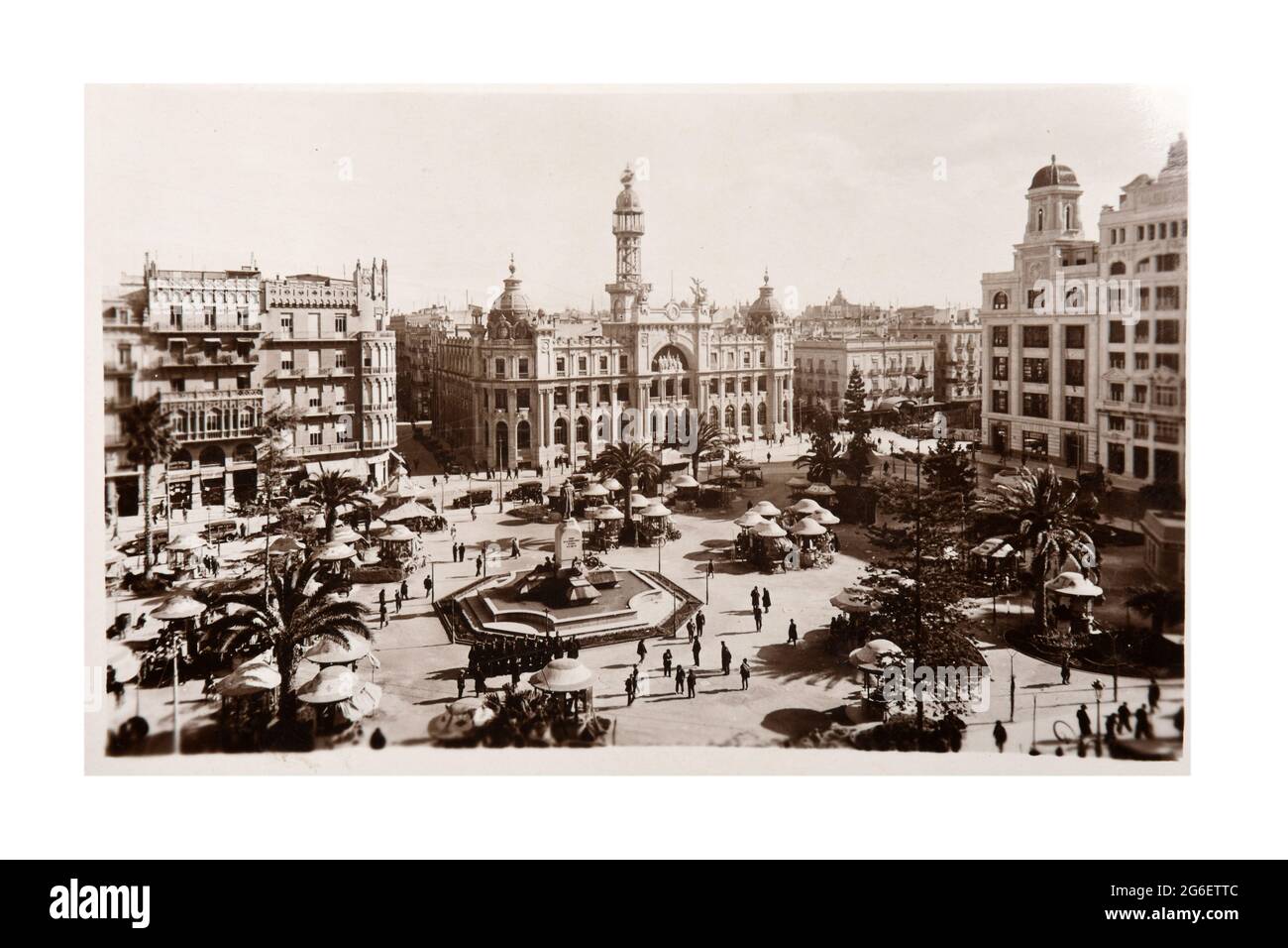 Old postcard of Castelar Square, Valencia, Spain Stock Photo - Alamy