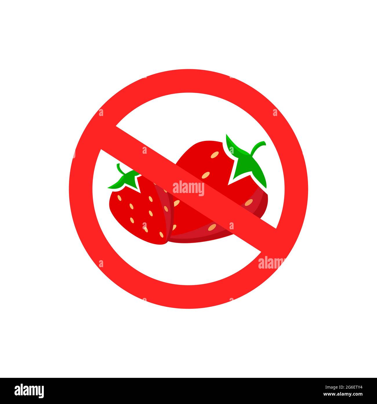 Sign No strawberry. Red stop sign fruit strawberry. Isolated on white ...