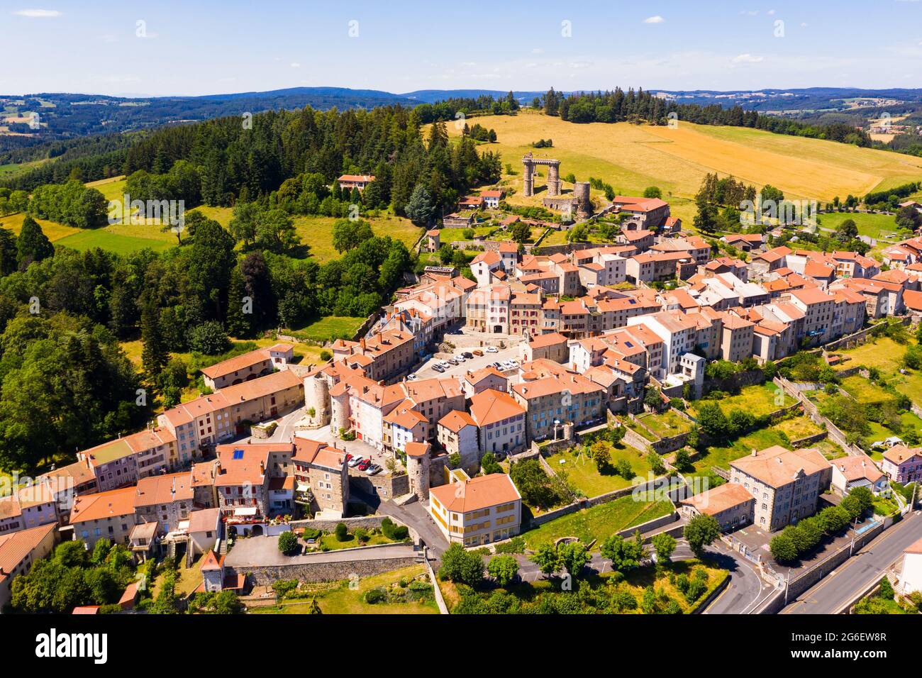 Aerial view of french village Allegre Stock Photo - Alamy
