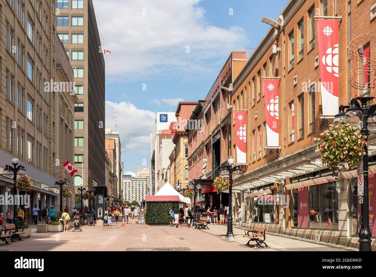 Ottawa, Canada - July 1, 2021: Cityscape street view with walking ...