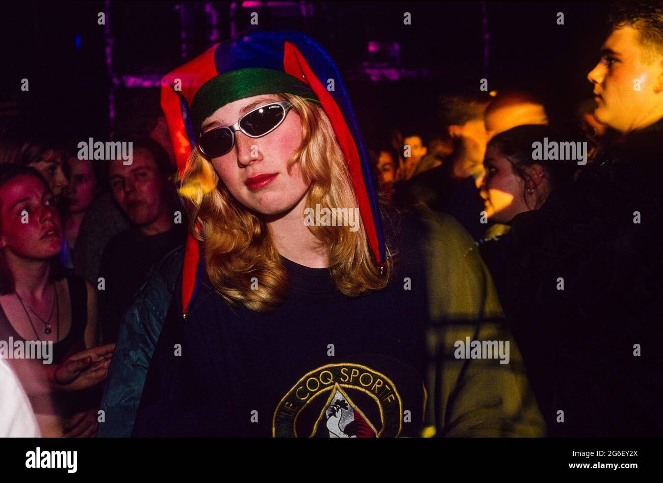 Woman dancing at, Tribal Gathering an all night rave held in the ...
