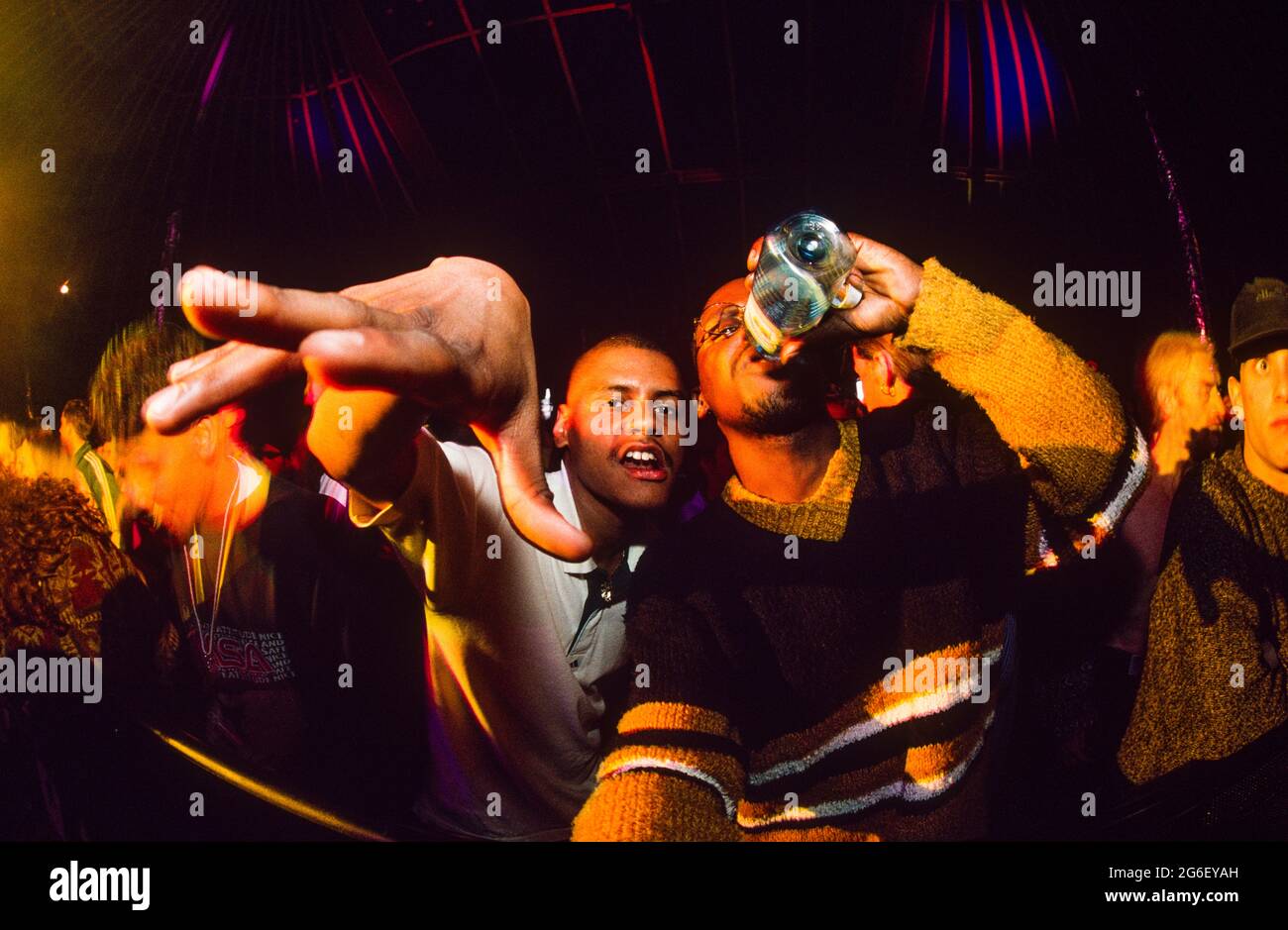 People dancing at, Tribal Gathering an all night rave held in the ...