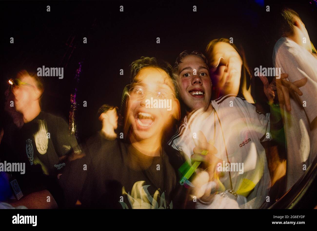 A young man dancing at, Tribal Gathering an all night rave held in the ...