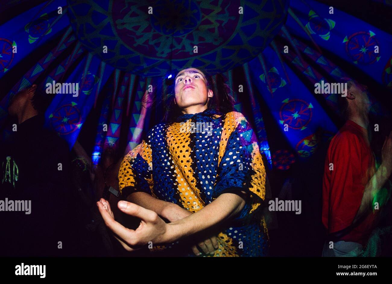 A man dancing at, Tribal Gathering an all night rave held in the ...