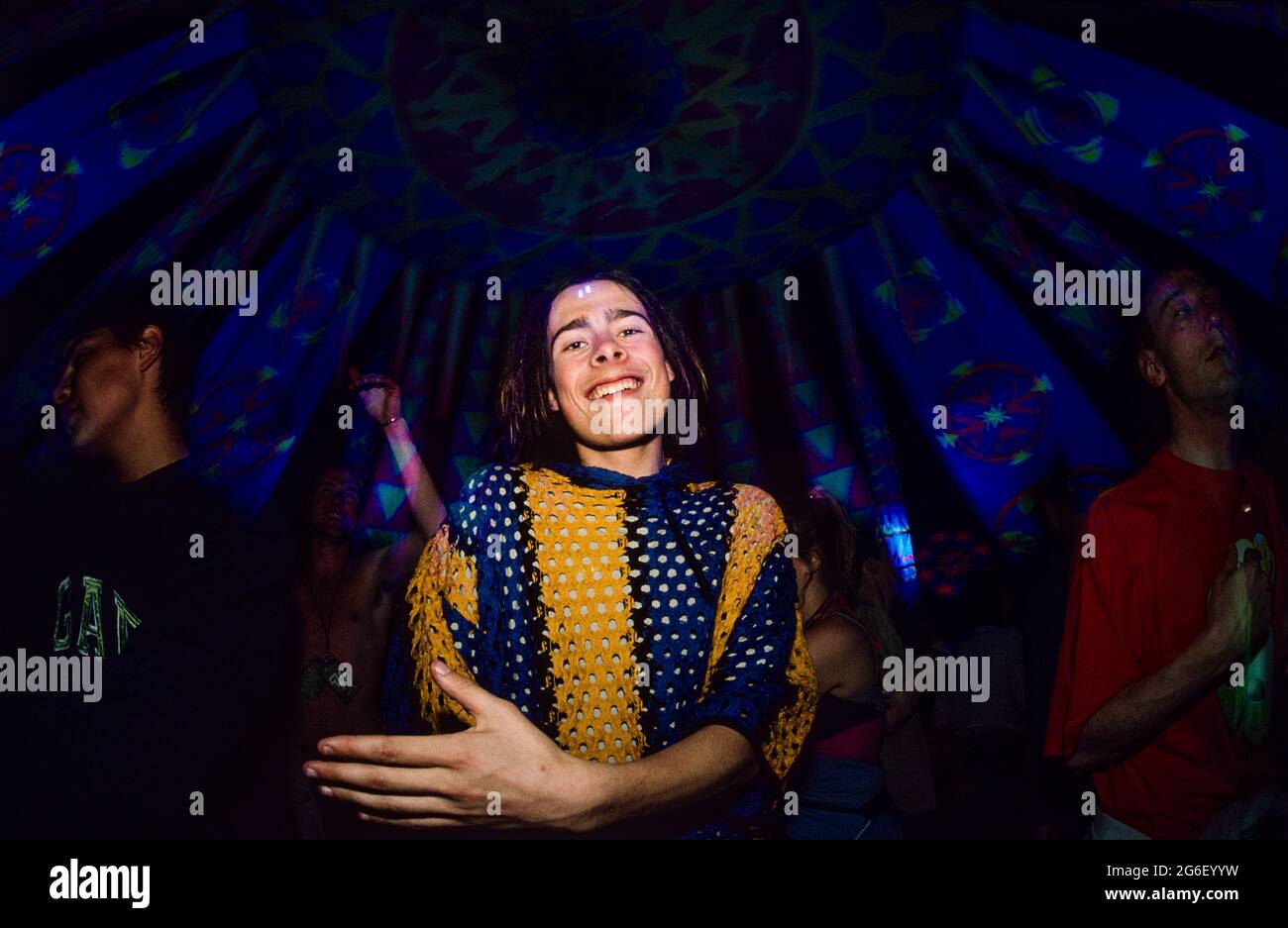 A man dancing at, Tribal Gathering an all night rave held in the ...