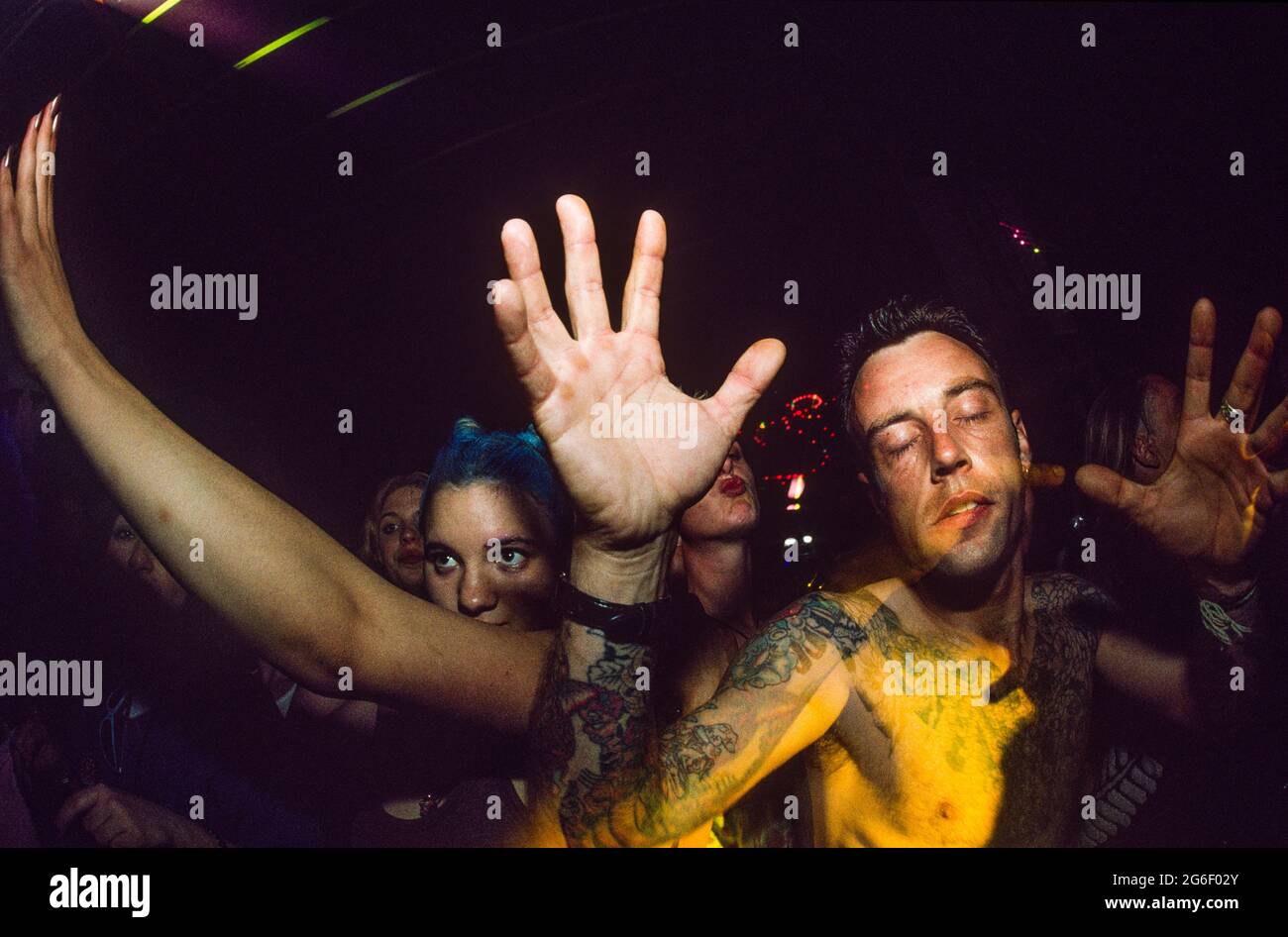 People dancing at, Tribal Gathering an all night rave held in the ...