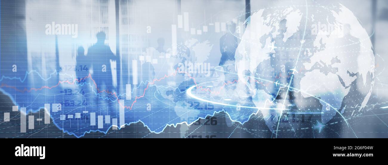 Global stock market trading. Background with 3D model of the globe ...