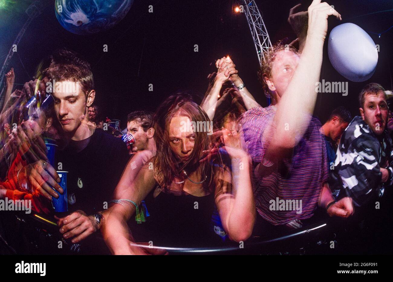 Woman dancing at, Tribal Gathering an all night rave held in the ...