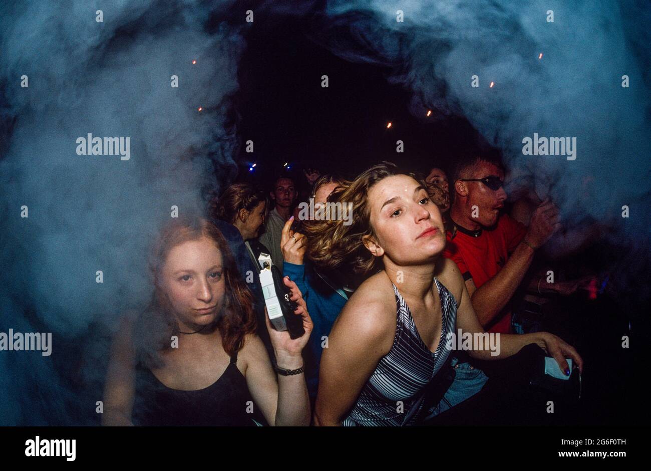 Woman dancing at, Tribal Gathering an all night rave held in the ...