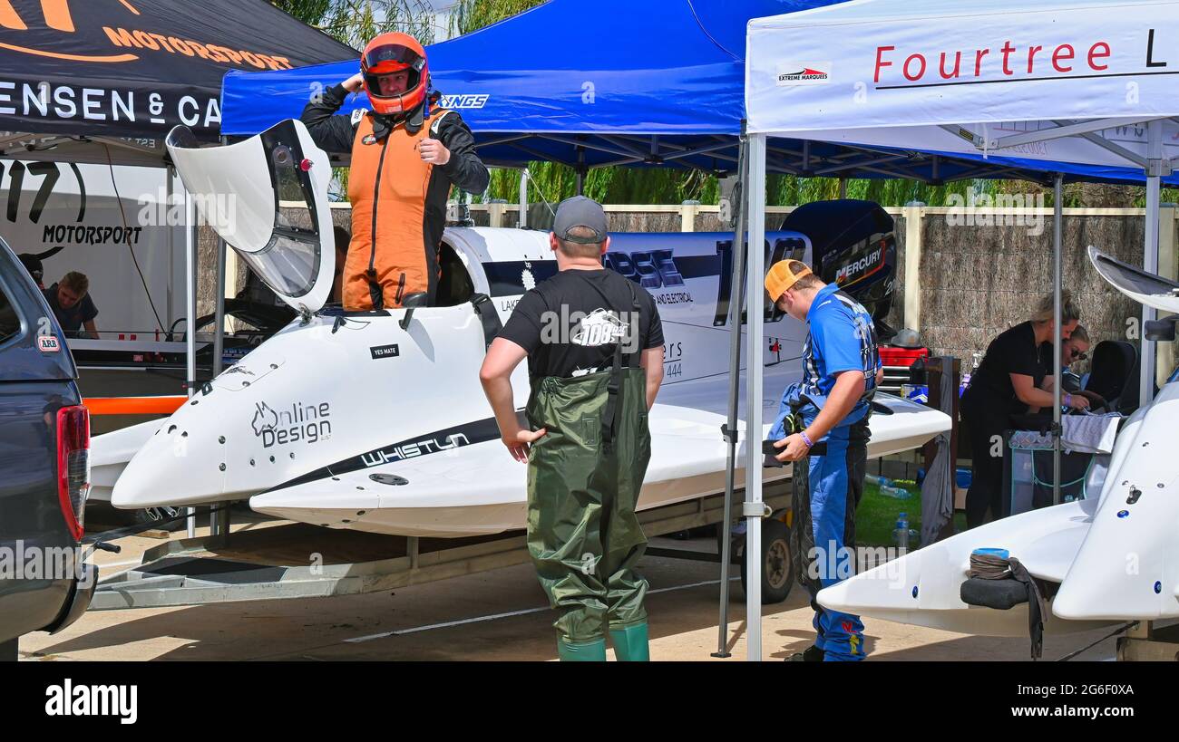 Mulwala, New South Wales Australia - March 27, 2021: Hydroplane driver ...