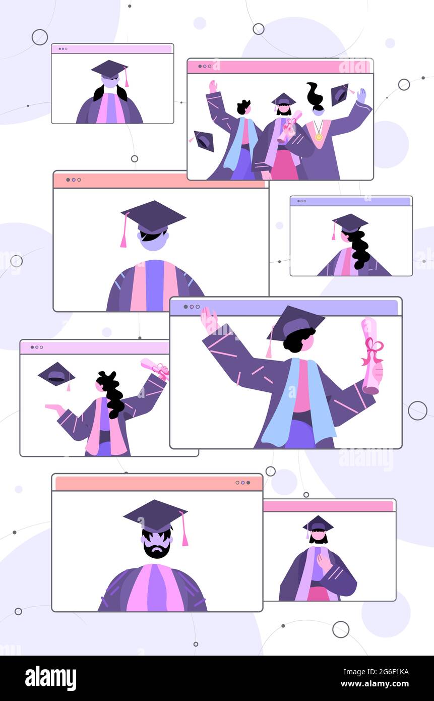 graduated students discussing during video call graduates celebrating ...