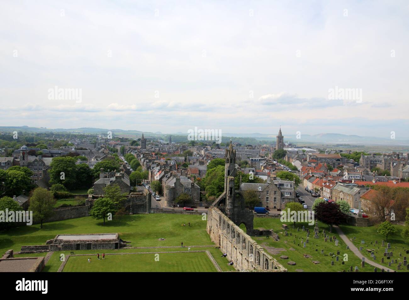 View of St Andrews and the garden from St Andrews Cathedral, Scotland ...