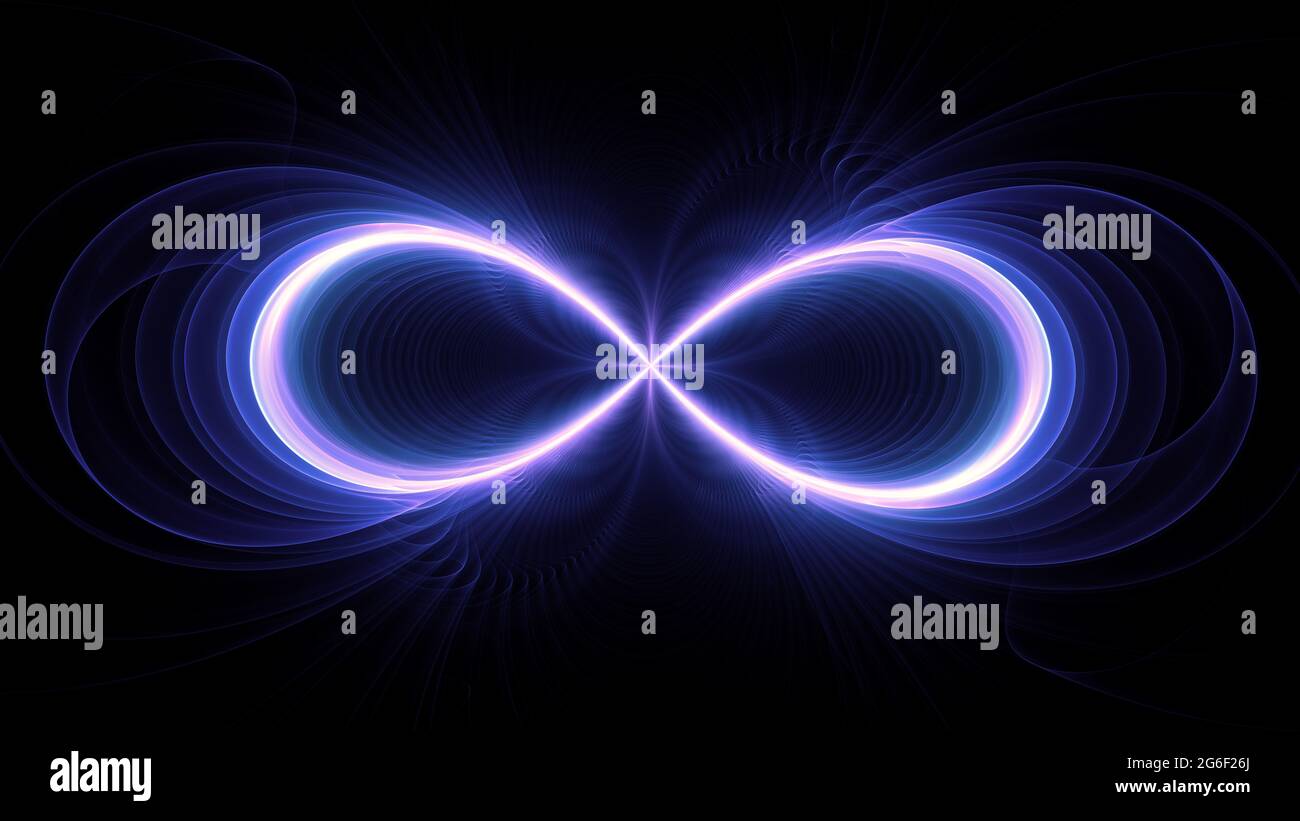 Blue glowing infinity sign, computer generated abstract background, 3D ...