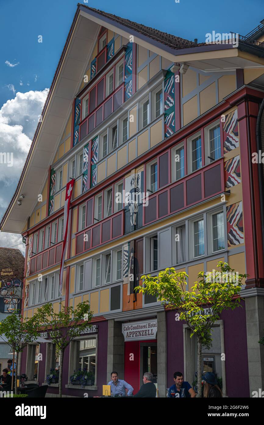 Colorful houses at Appenzell Village in Switzerland in sunny day Stock ...