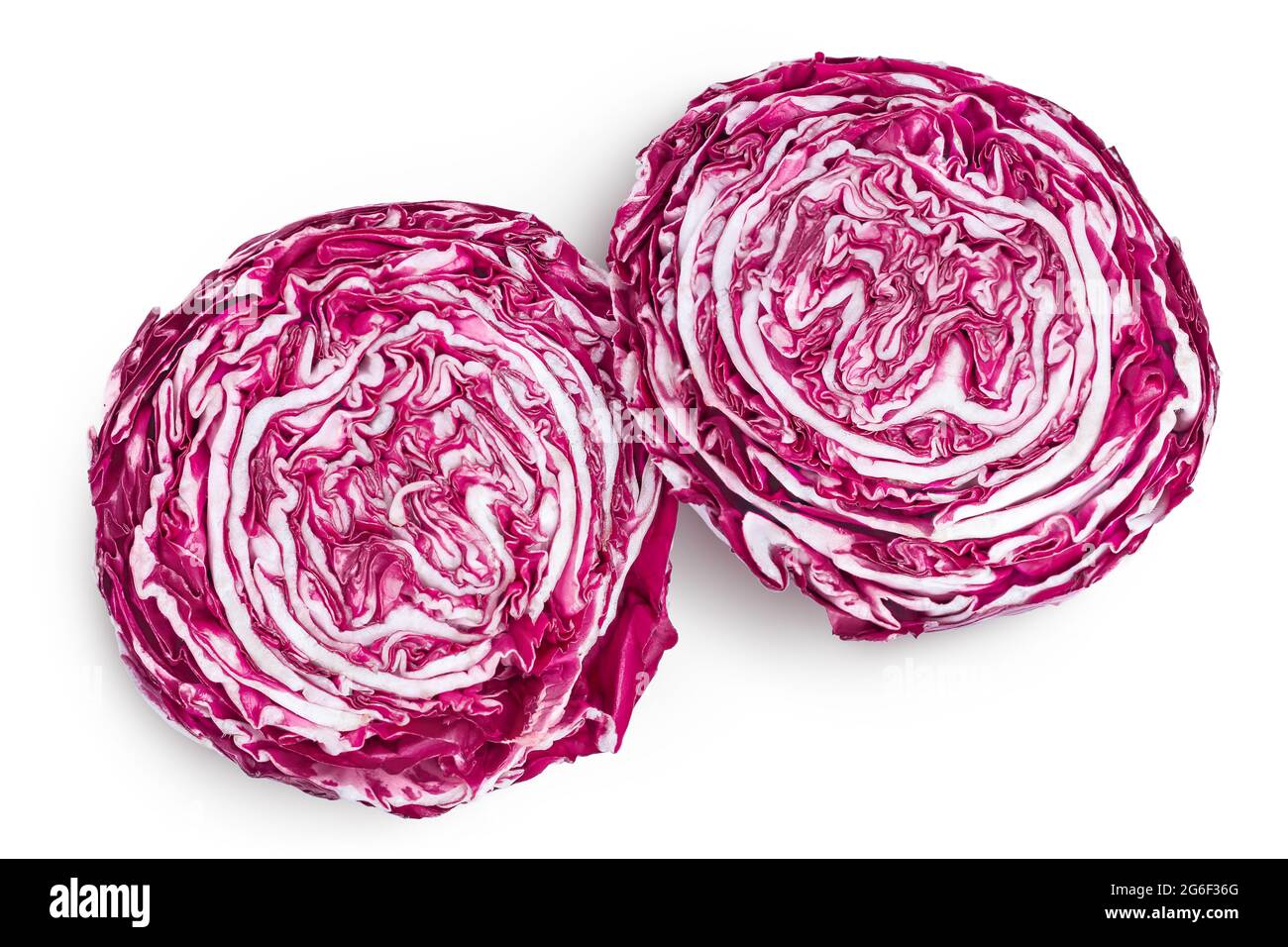 Fresh red radicchio salad chopped isolated on white background with ...