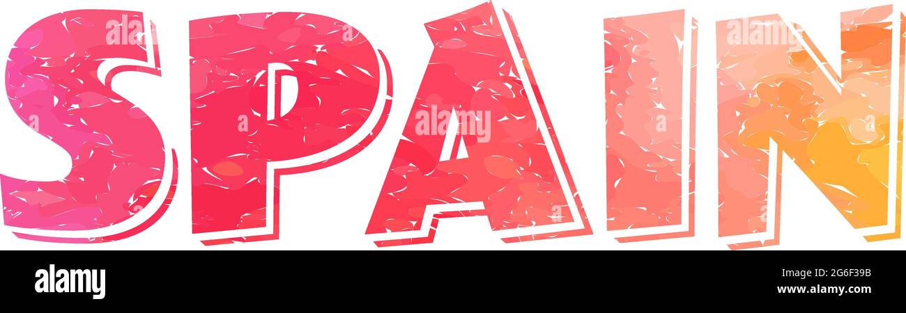 Spain. Name country word text card, banner script. Beautiful typography ...