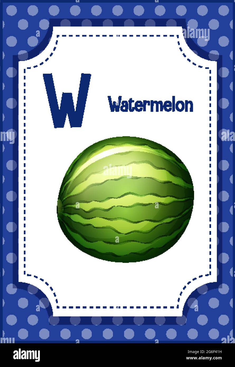 Alphabet flashcard with letter W for Watermelon illustration Stock ...