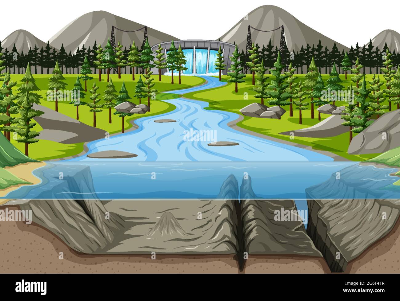 Nature scene landscape with underwater of lake and dam background ...