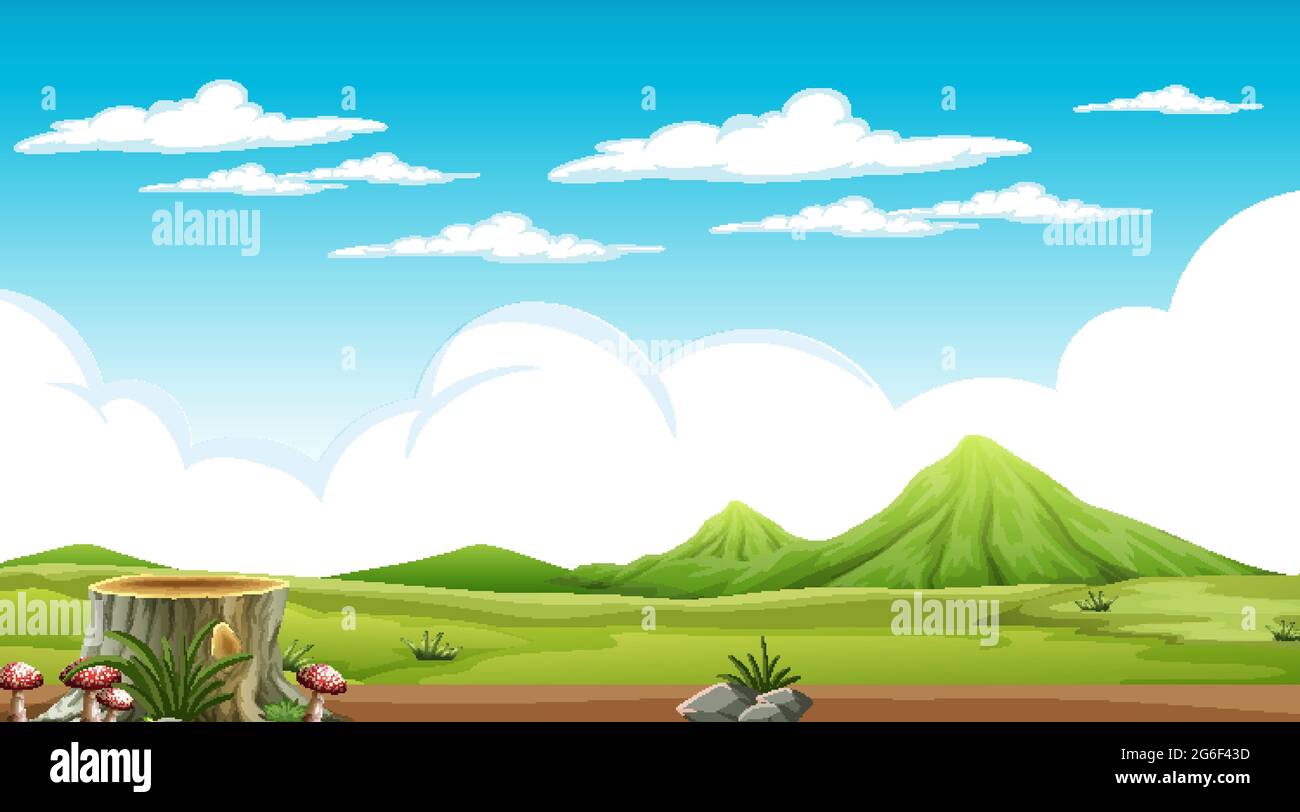 Blank meadow landscape scene at daytime illustration Stock Vector Image ...