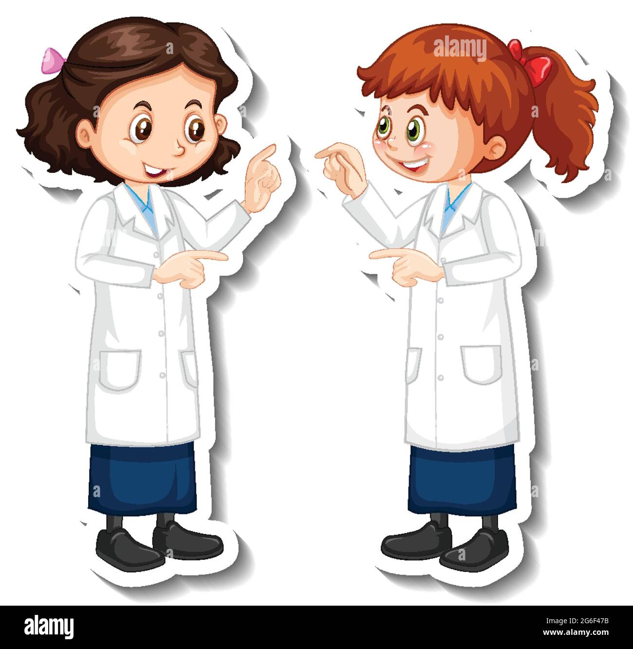 Scientist girls cartoon characters with science experiment object ...