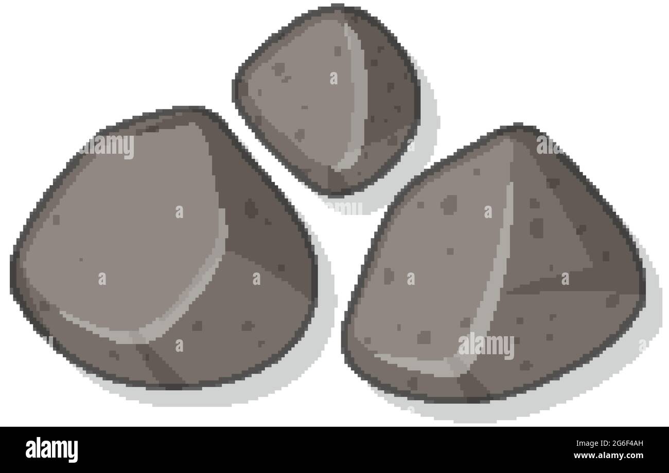 Set of granite stones isolated on white background illustration Stock ...